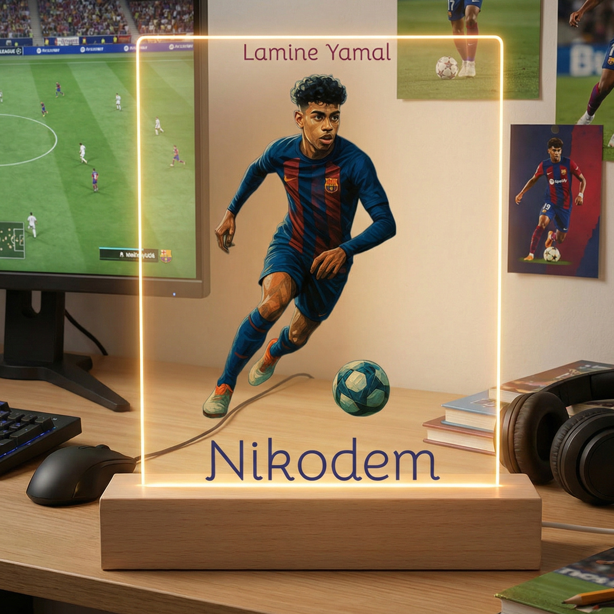 Lampka LED Lamine Yamal z imieniem dziecka – personalizowana